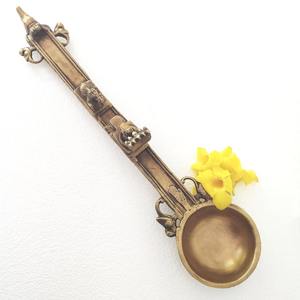 Majestic Brass Ritual Spoon or Uddharani with Nandi and Shiva Linga ...